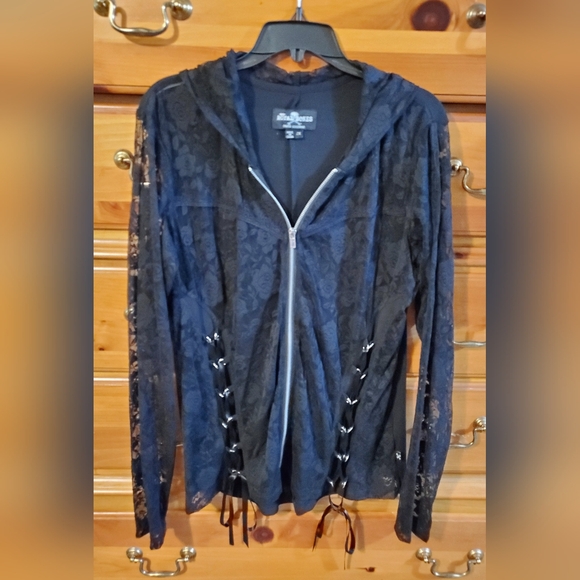 Royal Bones | Jackets & Coats | Torrid Royal Bones Black Lace Zipup ...